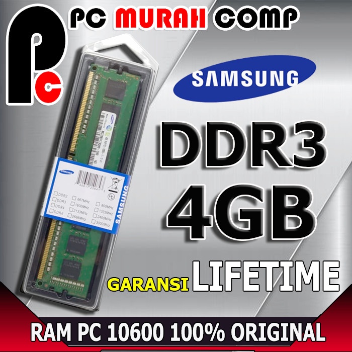 Jual RAM PC 4GB - DDR3 - 2Rx8 PC3 - 10600U MERK SAMSUNG | Shopee Indonesia