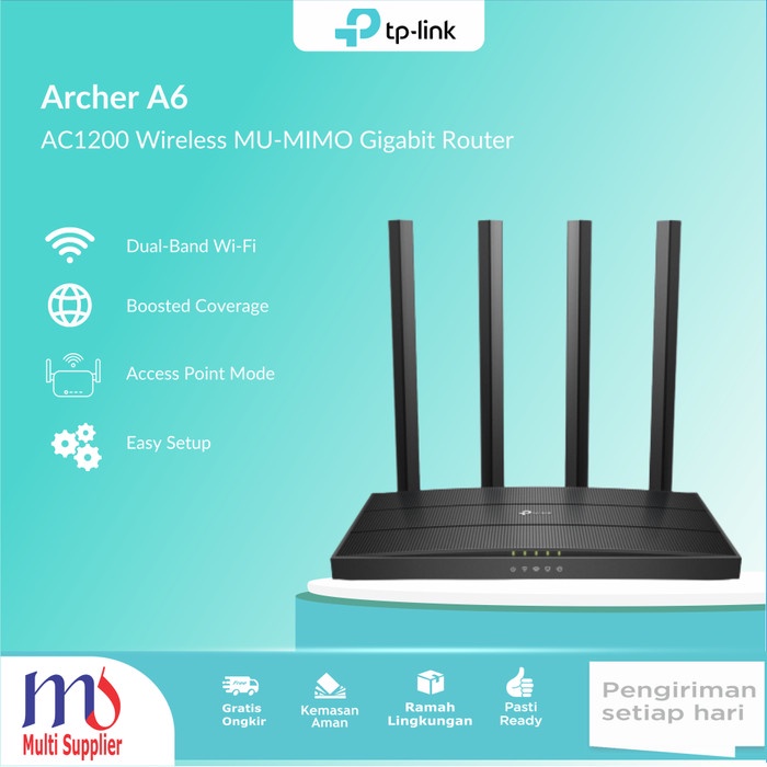 Jual TP-Link ARCHER A6 AC1200 Wireless MU-MIMO Gigabit Router | Shopee ...
