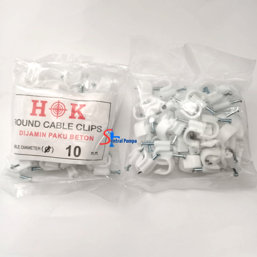 Jual Klem Kabel Listrik Paku Beton Asli HOK No. 10 Round Cable Clips ...