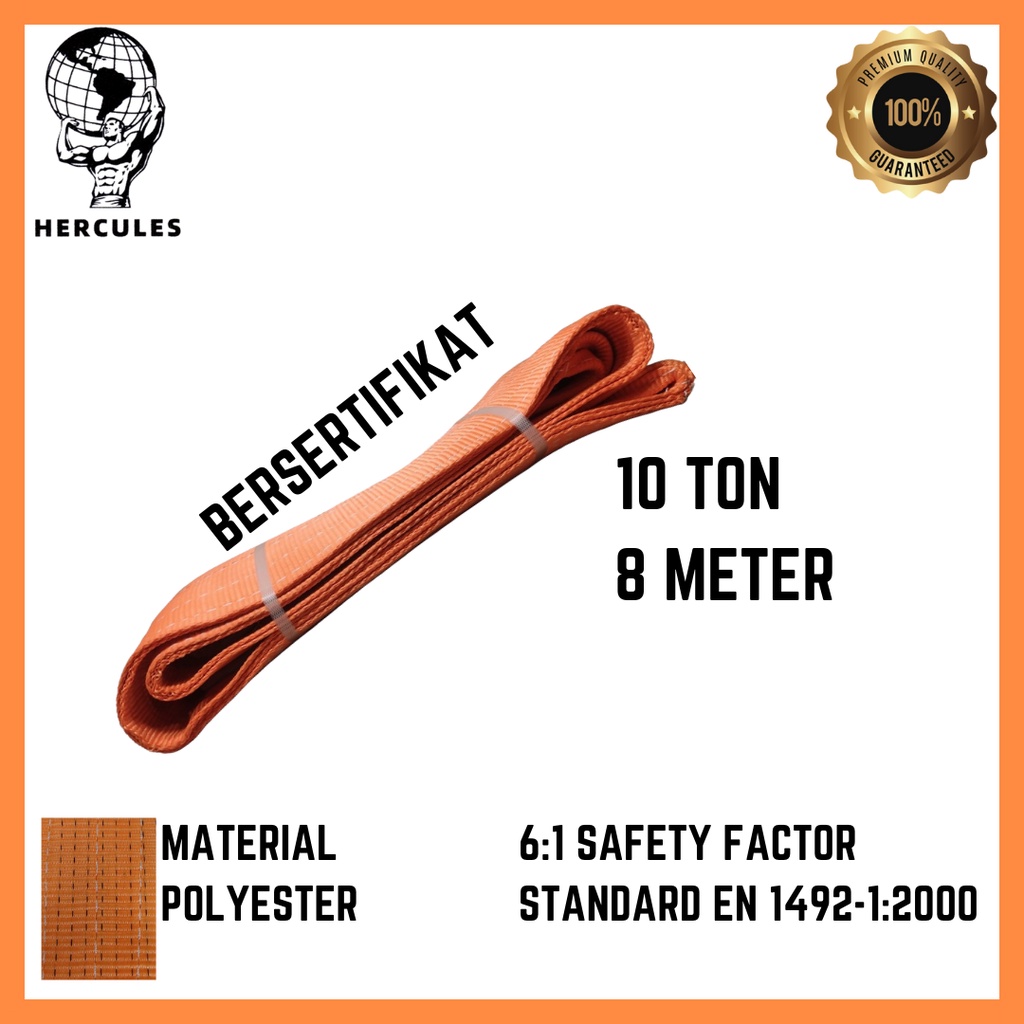 Jual Webbing Sling Belt 10 Ton x 8 Meter / Tali Angkat 10T x 8M Double ...