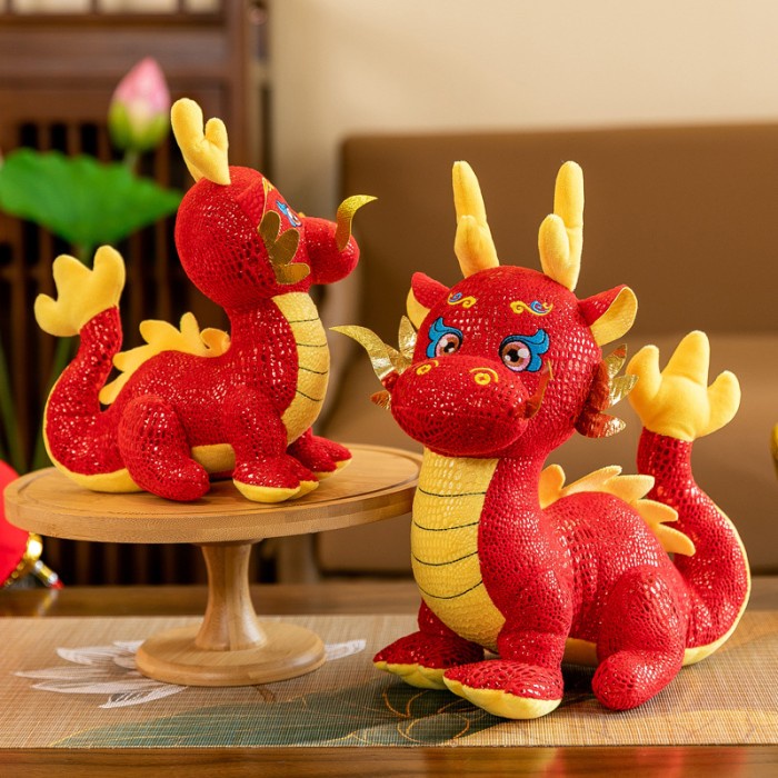 Jual Boneka Naga 2024 Dragon Plush Toy Boneka Kain Sequin Naga Gliter ...