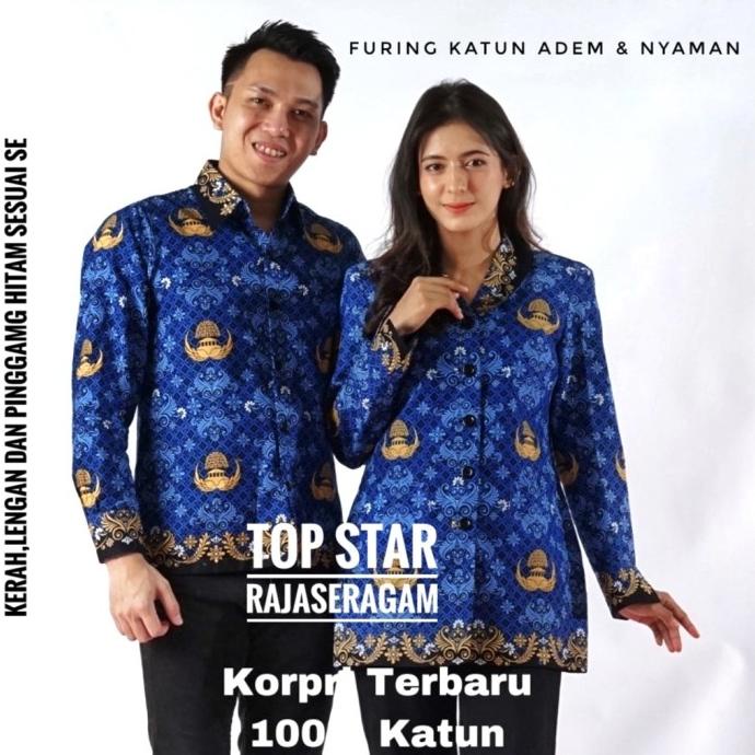 Jual Baju Seragam Kemeja Blus Pria Wanita Batik KORPRI Furing PNS Terbaru | Shopee Indonesia