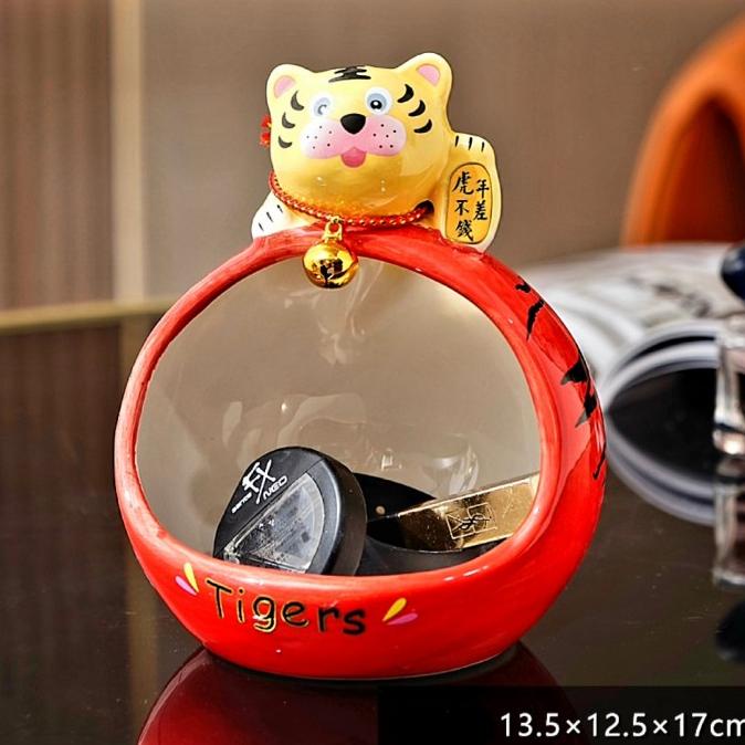 Jual Tempat Permen Macan Kado Murah Pajangan Kucing Keramik Tempat ...