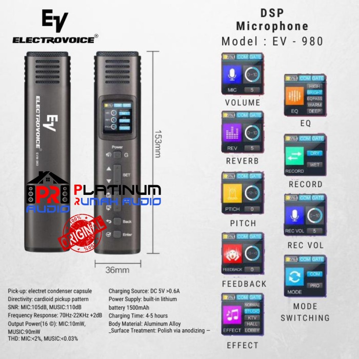 Jual Mic Wireless ELECTROVOICE EV980 EV 980 EV-980 DSP ORIGINAL Recording | Shopee Indonesia