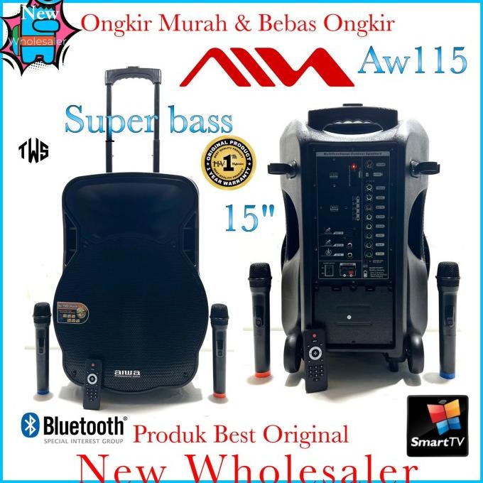 Jual Speaker Aktif portable Aiwa Aw115 15 inch Original extra super bass | Shopee Indonesia