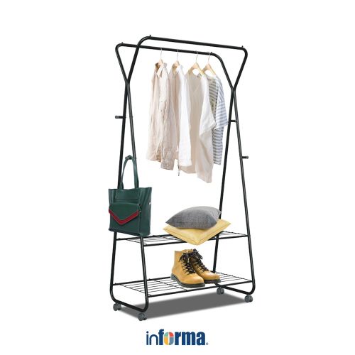 Jual Informa Julio Rak Pakaian Dengan 2 Gantungan - Hitam Stand Hanger ...