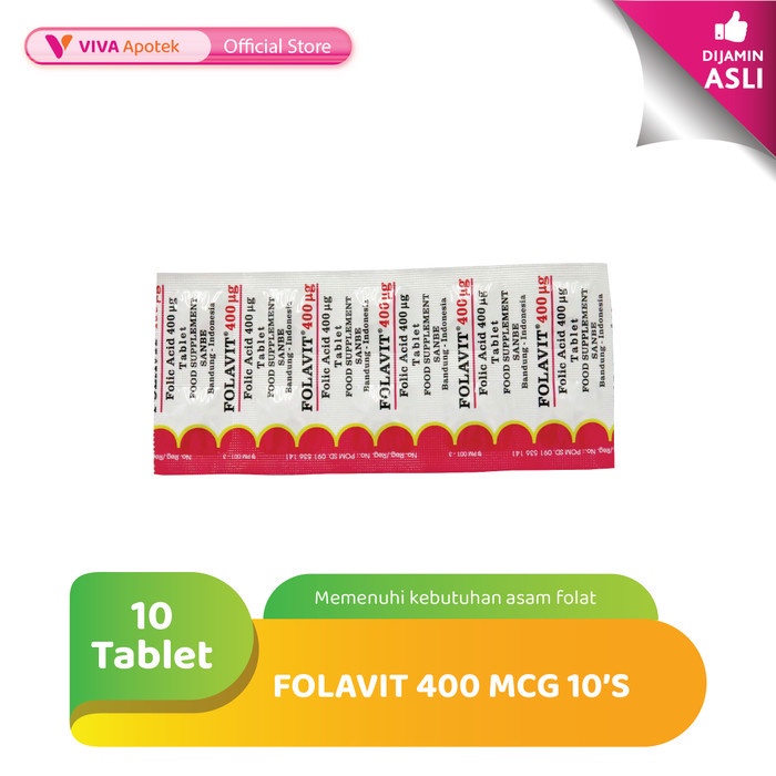 Jual Folavit 400 mcg Vitamin Asam Folat Ibu Hamil & Menyusui (10 Strip ...