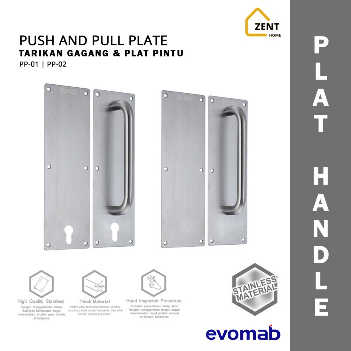 Jual Pintu Dorong Tarik Plat Handle Push and Pull Plate Stainless ...