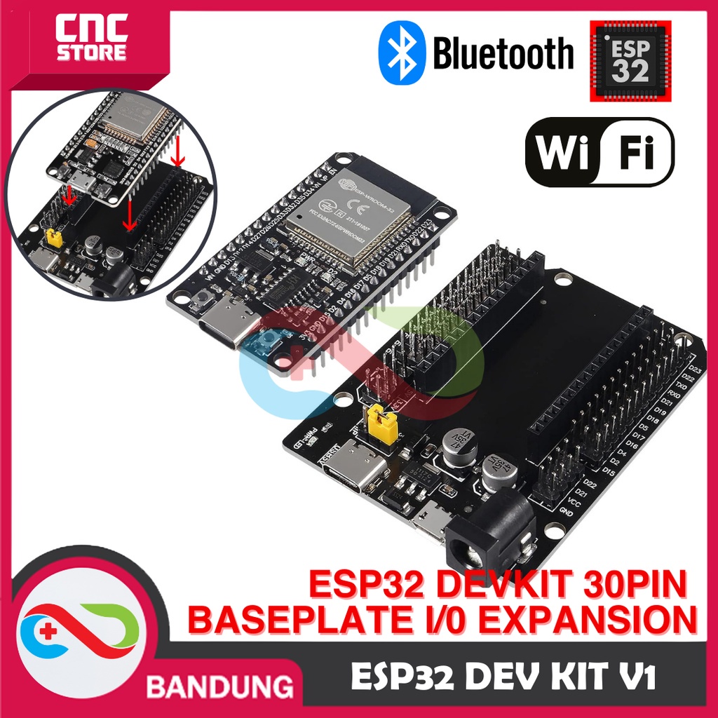 Jual ESP32 ESP-32 DOIT WIFI BLUETOOTH IOT ESP32S DEVELOPMENT BOARD CH340 TYPE-C PLUS EXPANSION ...