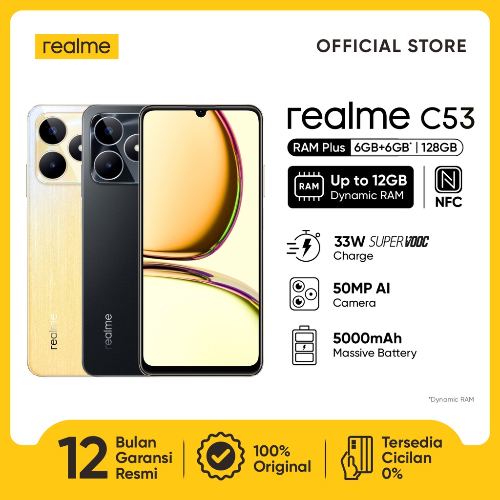 Jual realme C53 6GB+6GB*|128GB (33W SUPERVOOC Charge | 50MP AI Camera | 5000 Battery | NFC ...