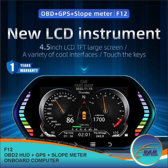 Jual OBD2 HUD GPS Slope Gauge Onboard Computer Speedo Digital Realtime F12 | Shopee Indonesia
