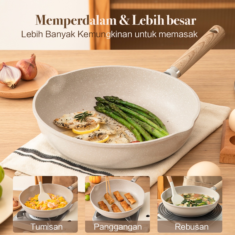 Jual Carote Panci Wajan Ggorengan Anti Lengket Dengan Tutup 20/24/28Cm ...