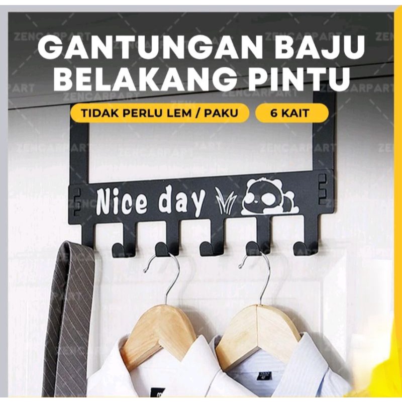 Jual HANGER TEMPEL BELAKANG PINTU HOOK 6 KAIT GANTUNGAN BAJU NICE DAY ...