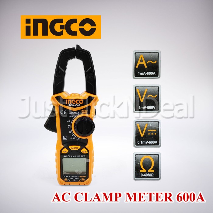 Jual [New] Ingco Digital Ac Clamp Meter 600A Ampermeter Multitester ...