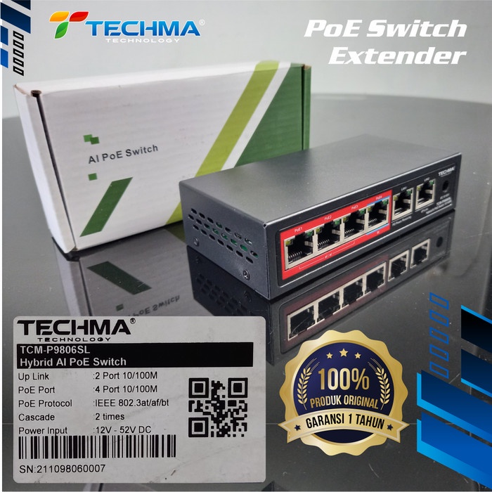 Jual Techma Poe Extender & Spliter Switch 4+2 Port Tcm-P9806Sl | Shopee ...