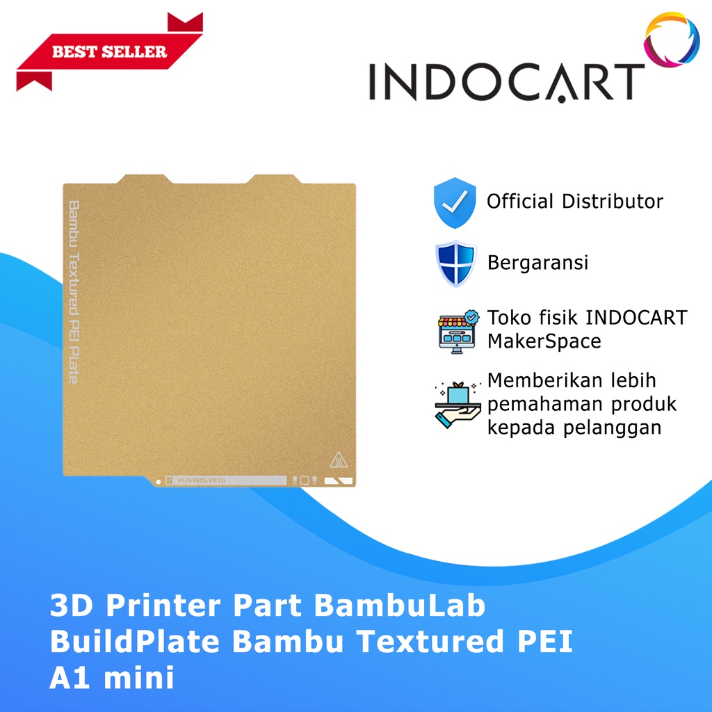 Jual INDOCART 3D Printer BambuLab Build Plates Textured PEI Plate A1 ...