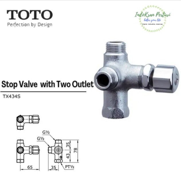Jual Stop Kran 2 Cabang TOTO TX434S/ Stop Valve with Two Outlet TOTO ...