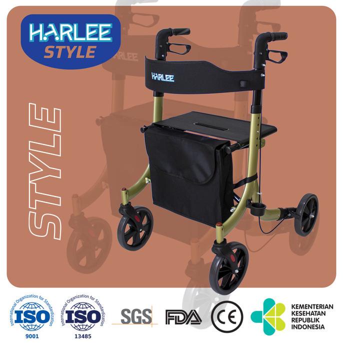 Jual [KK Med] Harlee STYLE Rollator - Walker Roda 4 - Alat bantu jalan ...