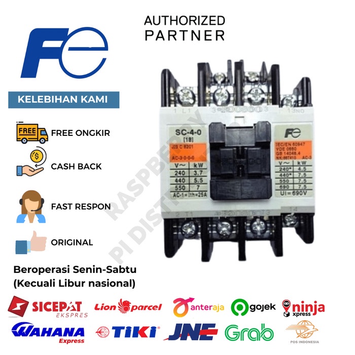 Jual Ori Fuji Contactor 3Phase Dc 16A 7.5Kw Sc-4-0/G Dc24V 1No Terbaru | Shopee Indonesia