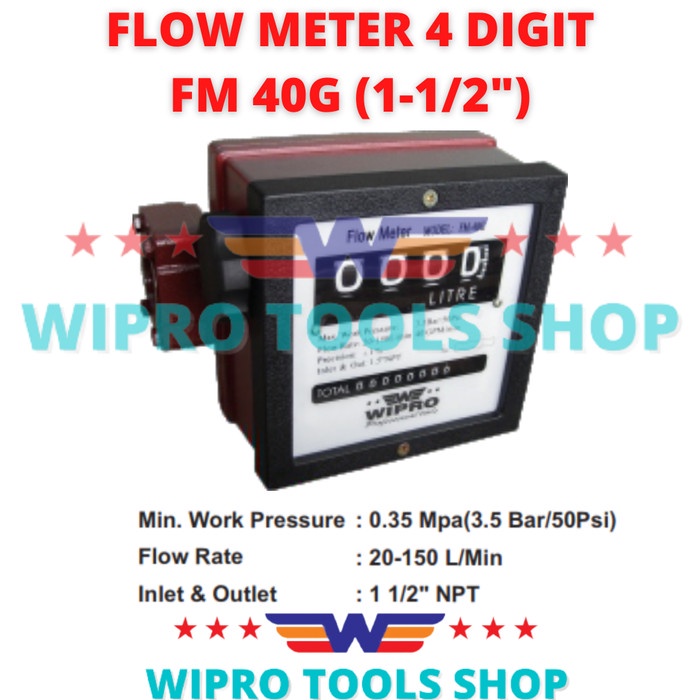 Jual WIPRO Meteran Minyak Solar / Flow Meter 4 Digit 1-1/2" FM 40G ...