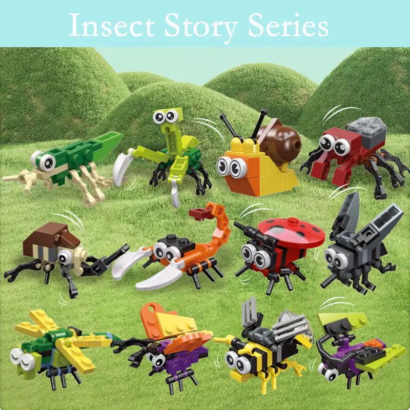 Jual Mini Insects Building Blocks Classical Ladybug Snail Dragonfly ...