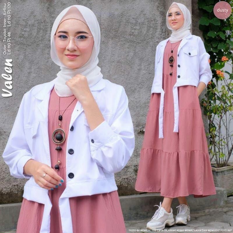 Jual PROMO!! VALEN SET OUTER MIDI GAMIS+ROMPI ONE SET 2in1 SETELAN TERBARU GAMIS WANITA SETELAN ...