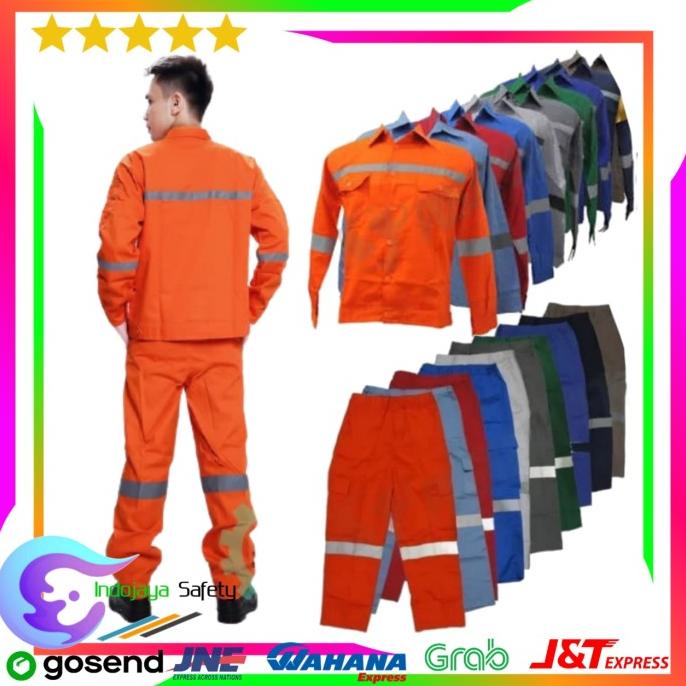 Jual Wearpack Setelan Baju Celana / Baju Seragam Safety Kerja Orange ...