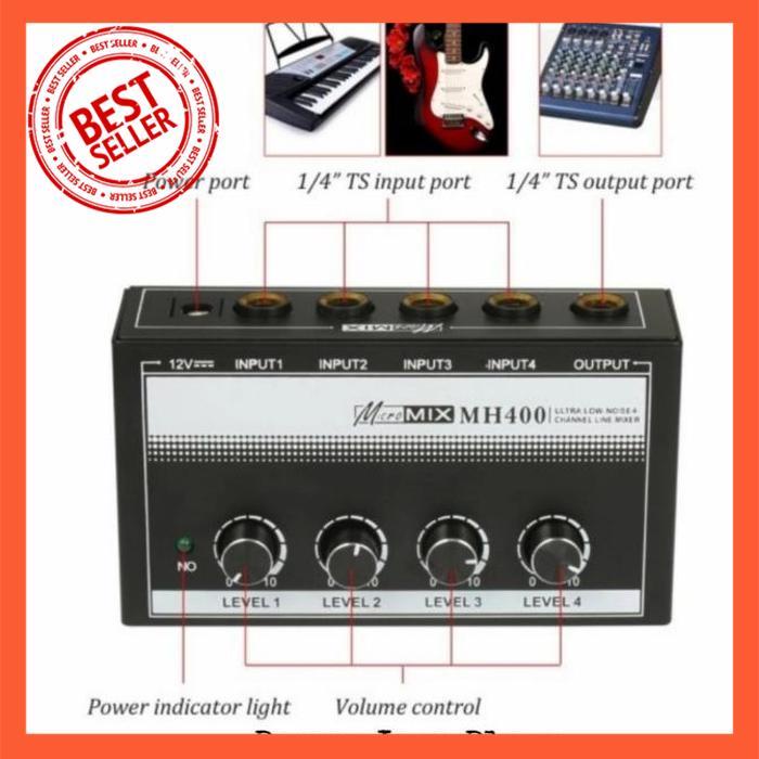 Jual | PWP | MINI MIXER 4CH ULTRA LOW NOISE 4 INPUT MIC BERIKUT ADAPTOR ...