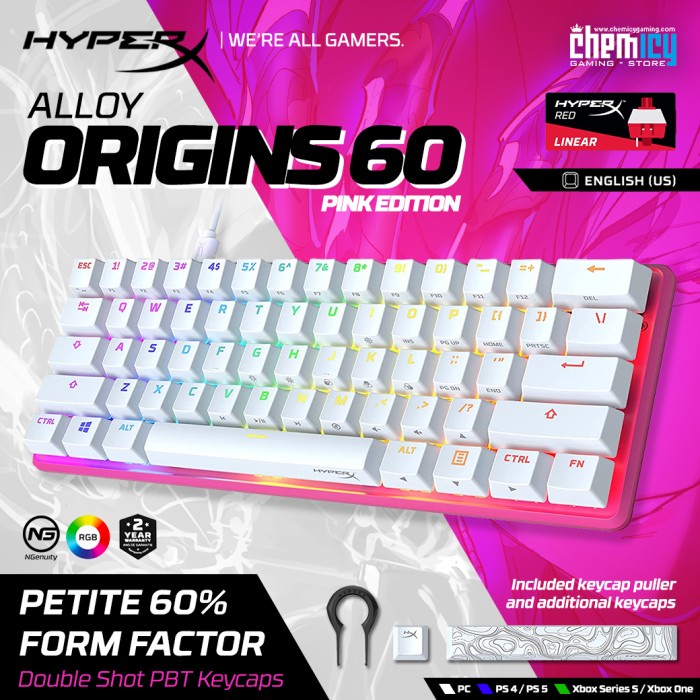 Jual HyperX Alloy Origins 60 Pink Edition RGB Mechanical Gaming ...