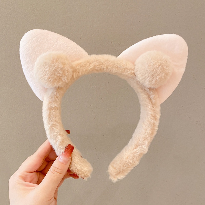 Jual HC Bando Karakter Telinga kucing Bandana Pom-Pom Bulu Gaya Korea ...
