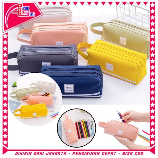 Jual AS Kotak Pensil Dan Stationery Dual Zipper Dompet Pensil 2 Pouch ...