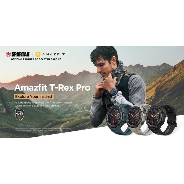 Jual NEW AMAZFIT T-REX TREX PRO SMARTWATCH STD MILITARY SP02 GARANSI RESMI - BLACK, FRE ...