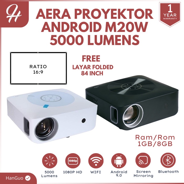 Jual Projector M20W Android Full Hd 1080P 5000Lumens Proyektor M20W ...