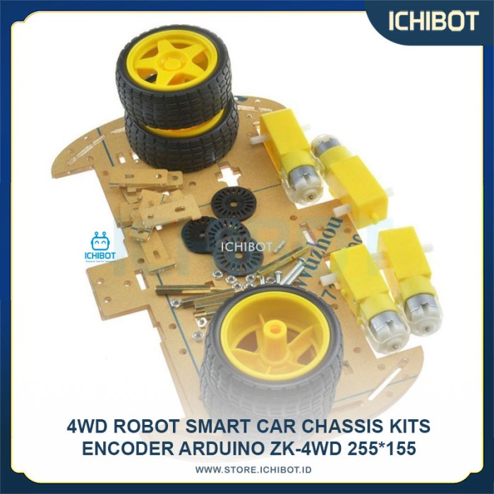 Jual 4WD Robot Smart Car Chassis Kits Encoder Arduino ZK-4WD 255*155 | Shopee Indonesia