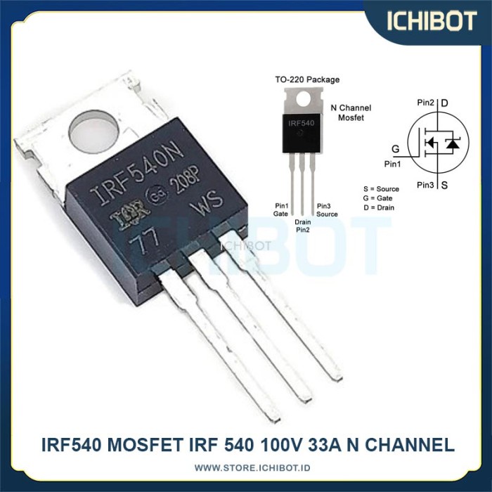 Jual IRF540 MOSFET IRF 540 100V 33A N Channel Power Mos FET | Shopee ...
