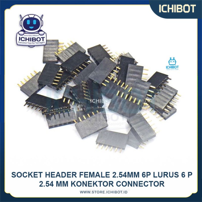 Jual Socket Header Female 2.54mm 6P Lurus 6 P 2.54 mm Konektor ...
