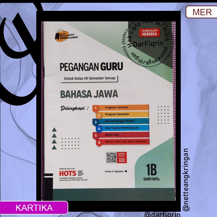 Jual Pegangan Guru Bahasa Jawa Kelas 7 Semester 2-SMP/MTs KURMER Kurikulum Merdeka-Kartika-HOTS ...
