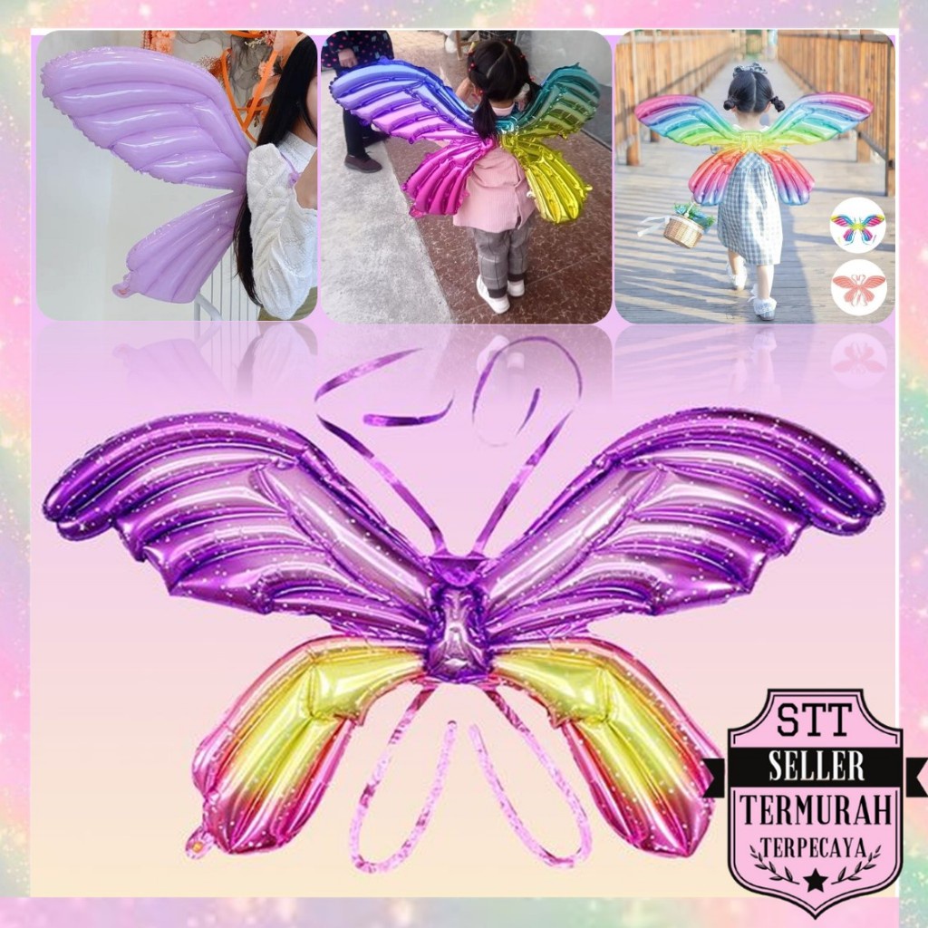 Jual STT Balon Sayap Kupu-Kupu Warna-Warni Besar Balon Foil Kupu-Kupu ...