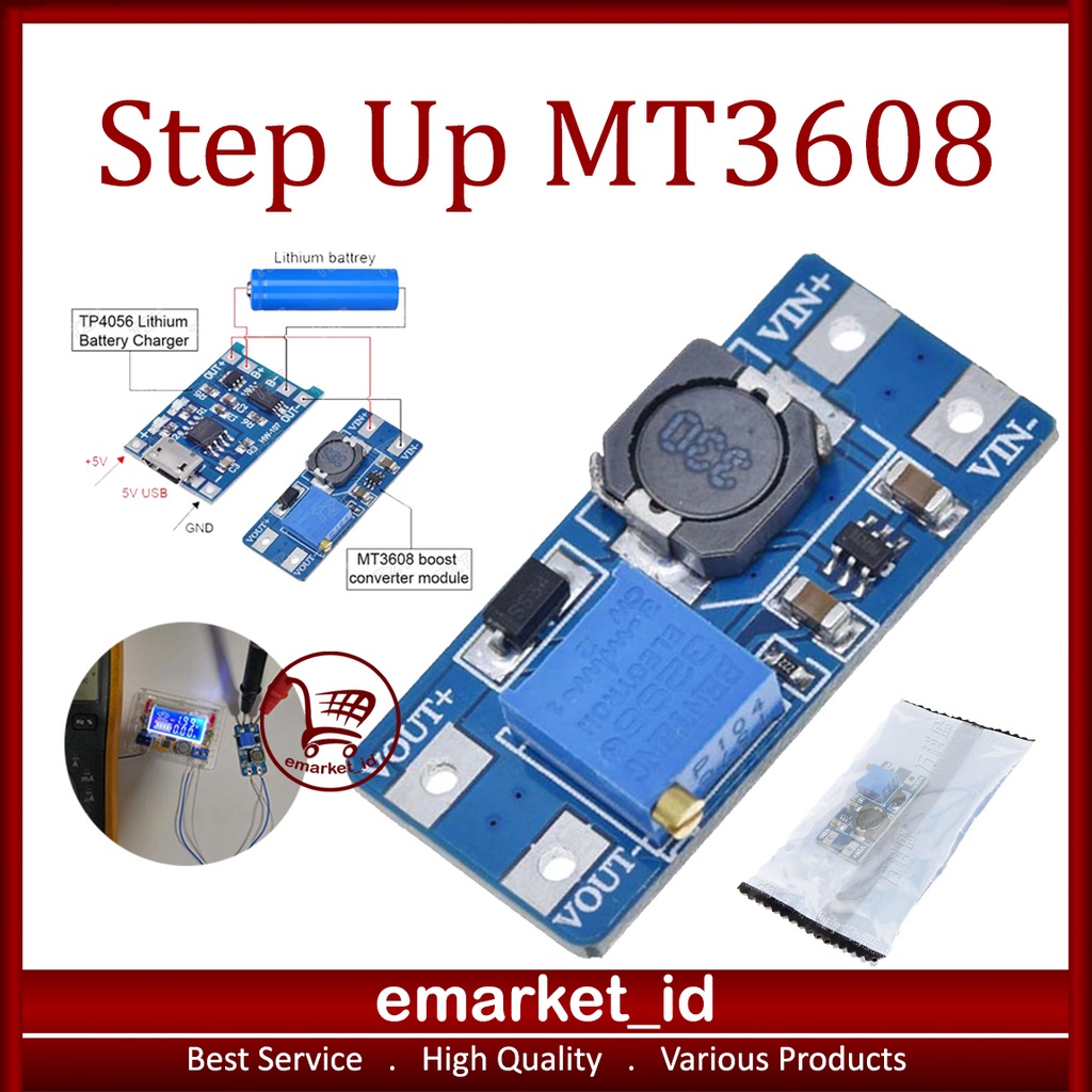 Jual Module Step Up 2A DC-DC MT3608 2-24V / StepUp Booster Adjustable Boost Voltage Power Supply ...