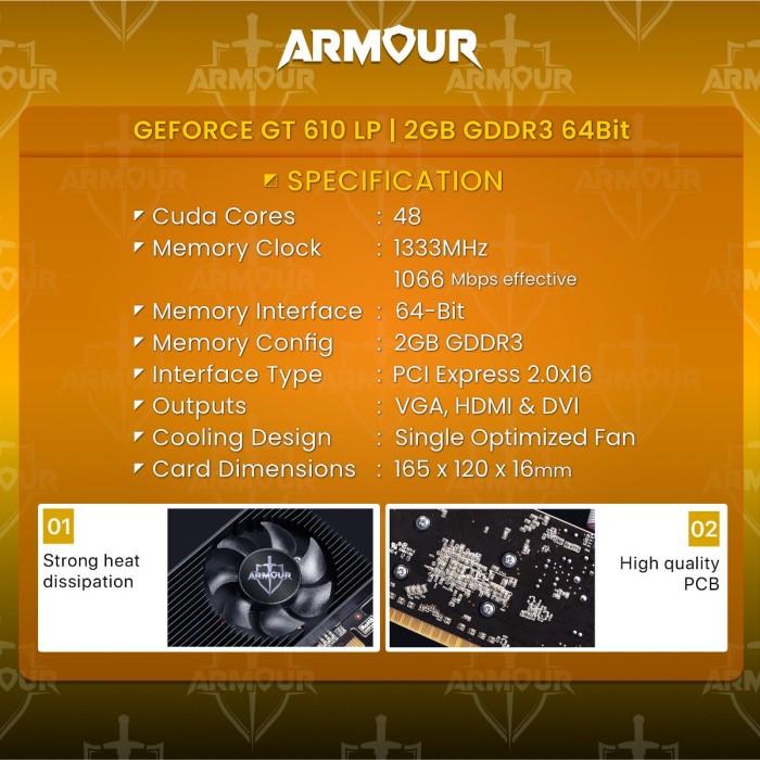Jual VGA CARD -VGA ARMOUR GT 610 LP 2GB DDR3 64 BIT | Shopee Indonesia