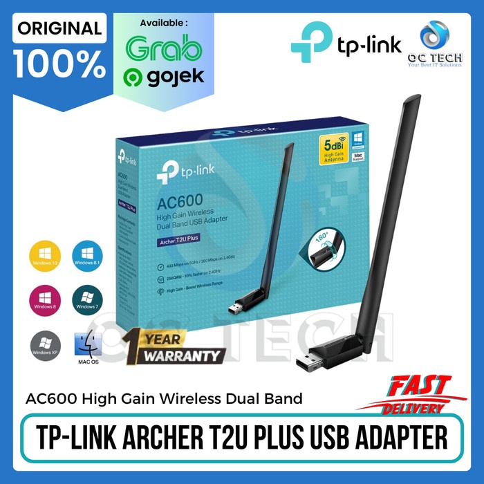 Jual Wireless Dual Band Usb Adapter Tp-Link Archer T2U Plus Ac600 High ...
