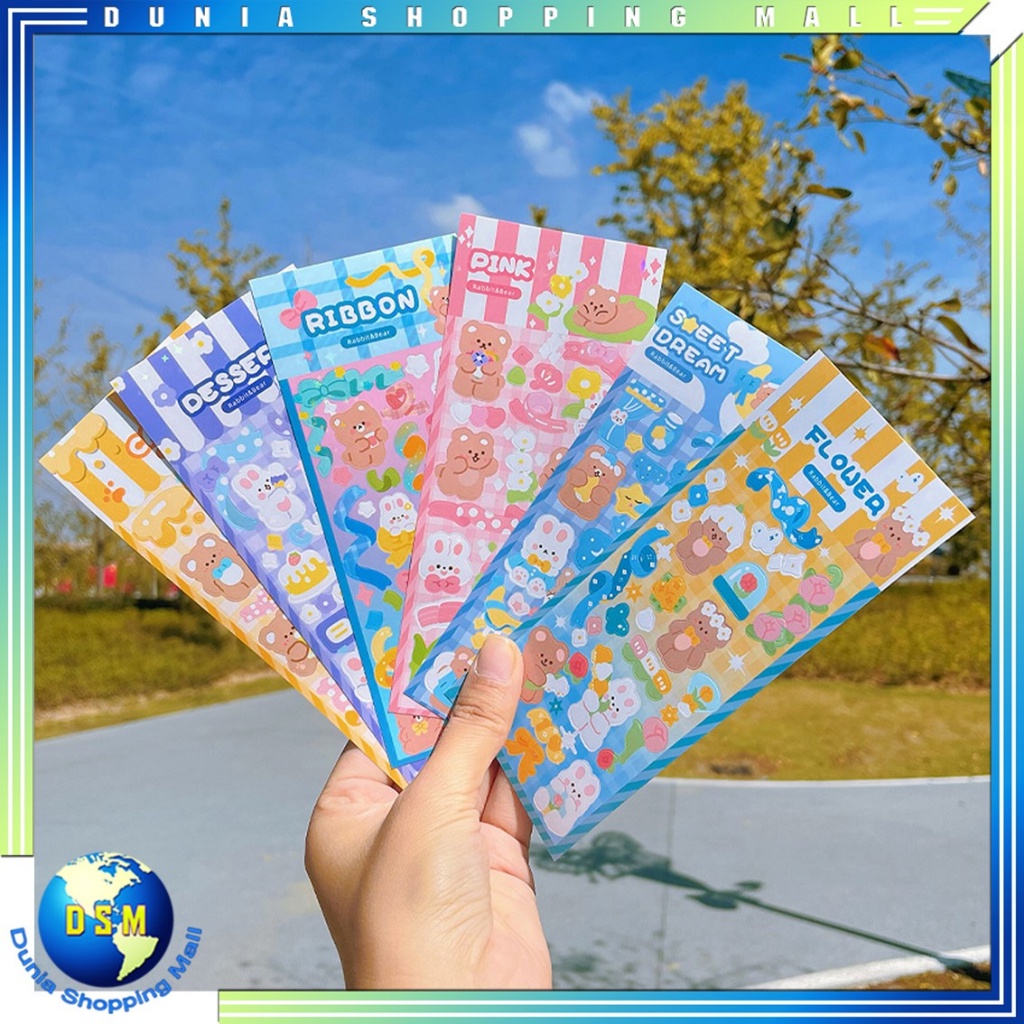 Jual DSM STICKER WATERPROOF KARTUN BEAR RABBIT HOLOGRAM STIKER MOTIF ...