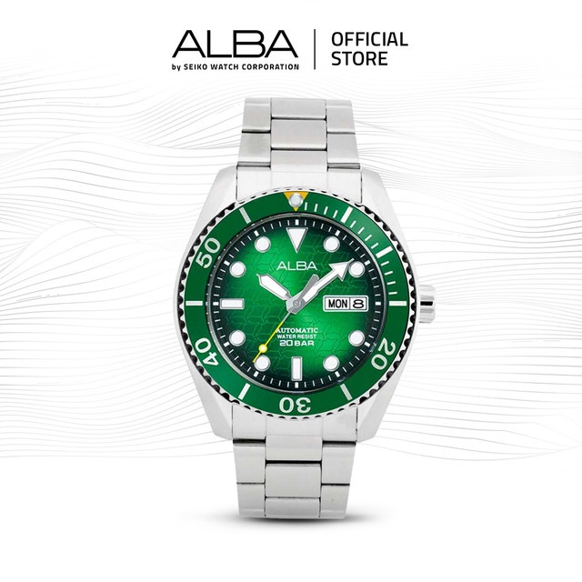 Jual Alba Mechanical Jam Tangan Pria AL4437 / AL4437X1 Automatic Green ...