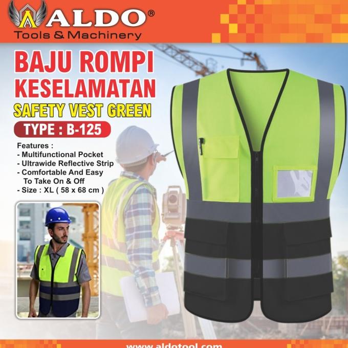 Jual BAJU ROMPI / KESELAMATAN / SAFETY VEST TYPE : B-125 ALDO | Shopee ...