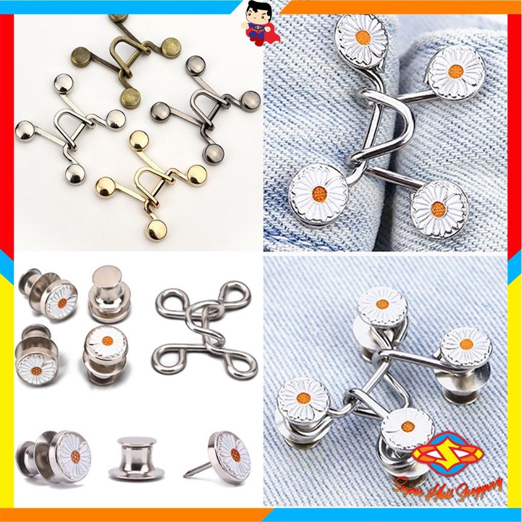 Jual SMS Kancing Jeans Logam Simple Adjustable Motif Bunga Daisy Kait ...