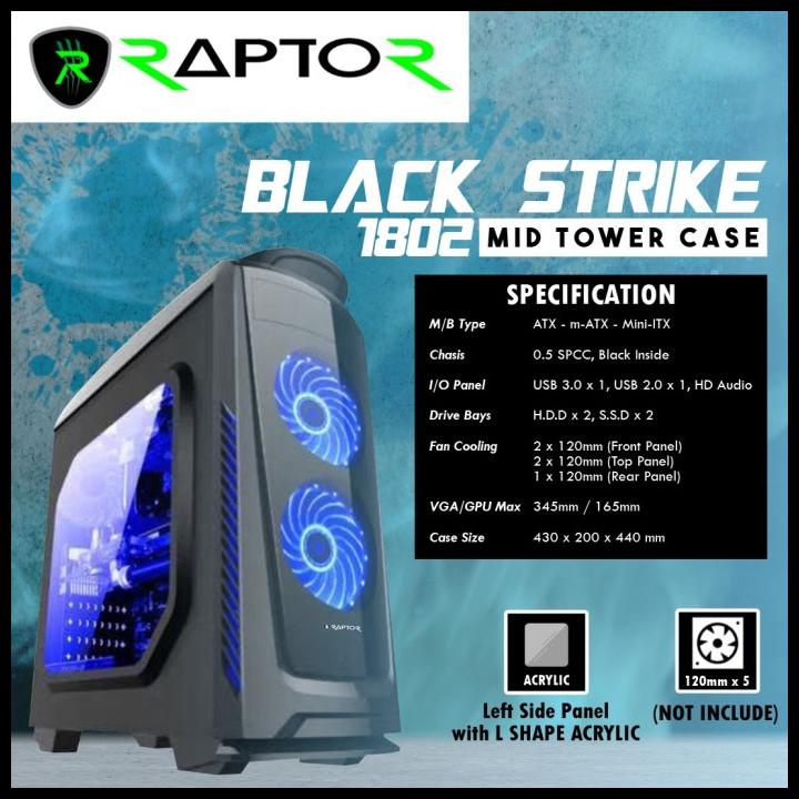 Jual Casing Gaming Raptor 1802 / Komputer Gaming Raptor Black Strike ...