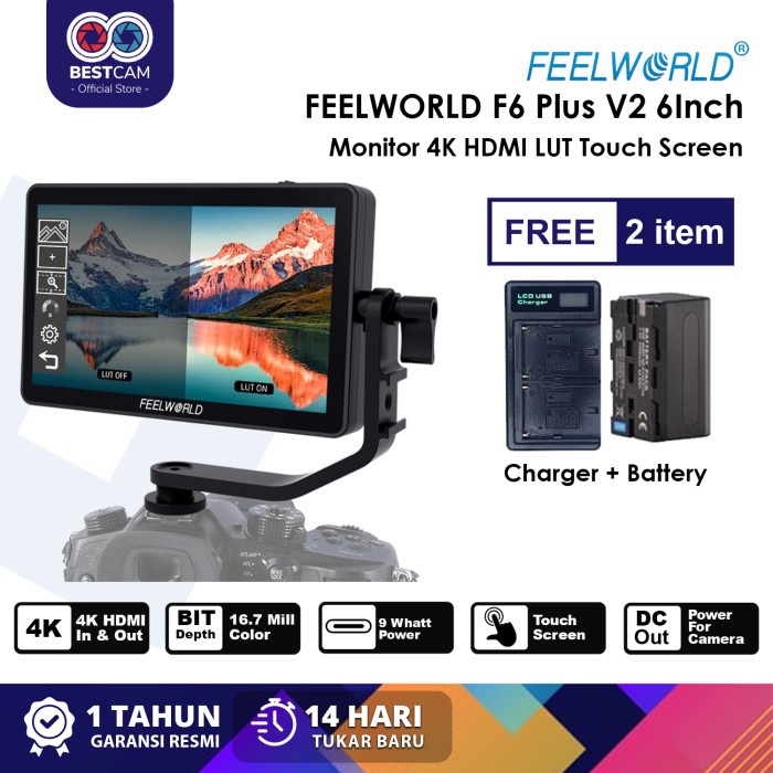 Jual FEELWORLD F6 PLUS V2 6 INCH MONITOR 4K HDMI LUT TOUCH SCREEN | Shopee Indonesia