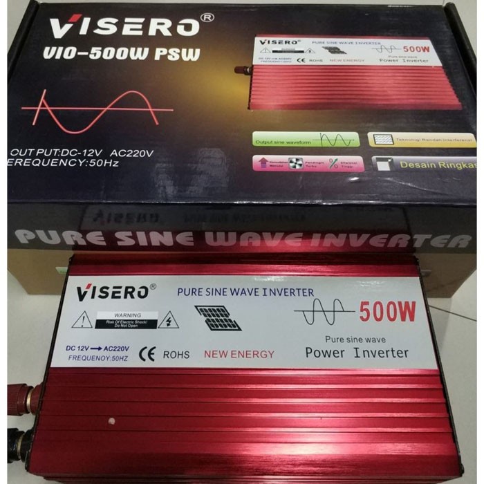 Jual Visero Power Inverter Pure Sine Wave 500 Watt 12V To 220V Vio-500W Psw Termurah | Shopee ...