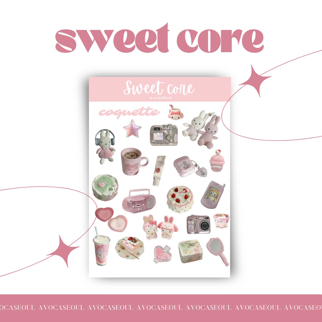 Jual sticker sheet sweet core sheet aesthetic ins korea untuk dekorasi ...