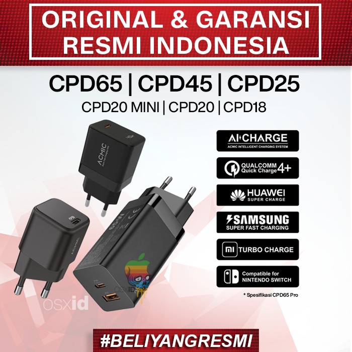 Jual ACMIC CPD65 CPD45 CPD25 CPD20 CPD18 - Super Fast Charging Adapter PD | Shopee Indonesia